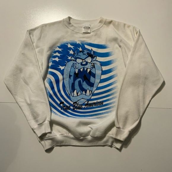 Shirts | Vtg 9s Tultex Looney Tunes Taz Tasmanian Devil True Blue Crewneck Sweatshirt | Poshmark